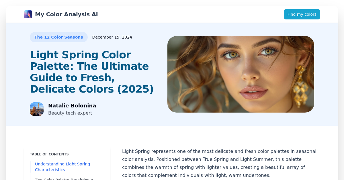 Light Spring Color Palette: The Ultimate Guide to Fresh, Delicate ...