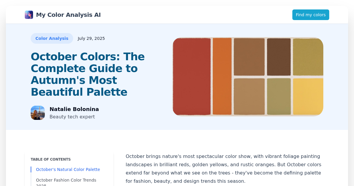 October Colors: The Complete Guide to Autumn's Most Beautiful Palette