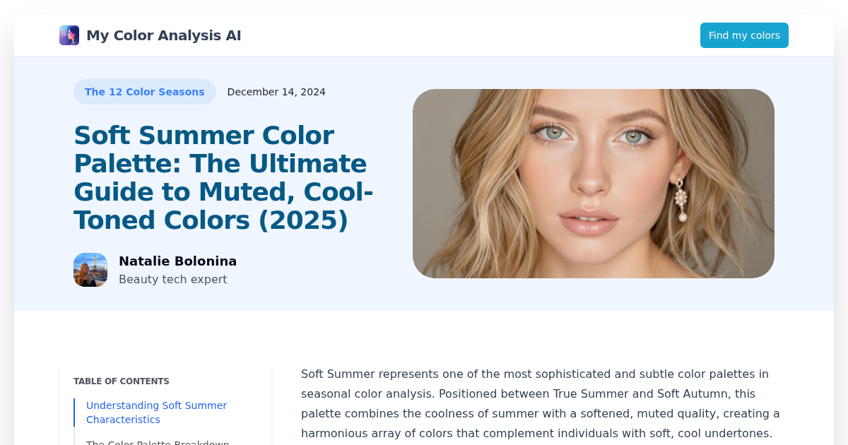 Soft Summer Color Palette: The Ultimate Guide to Muted, Cool-Toned ...