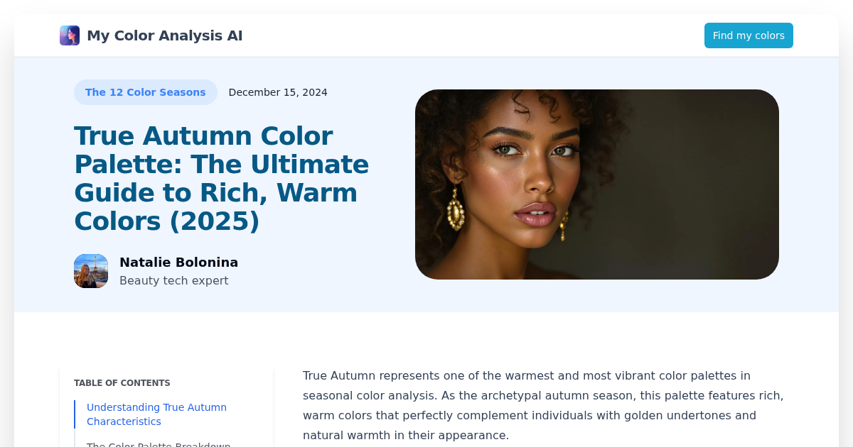 True Autumn Color Palette: The Ultimate Guide to Rich, Warm Colors (2025)